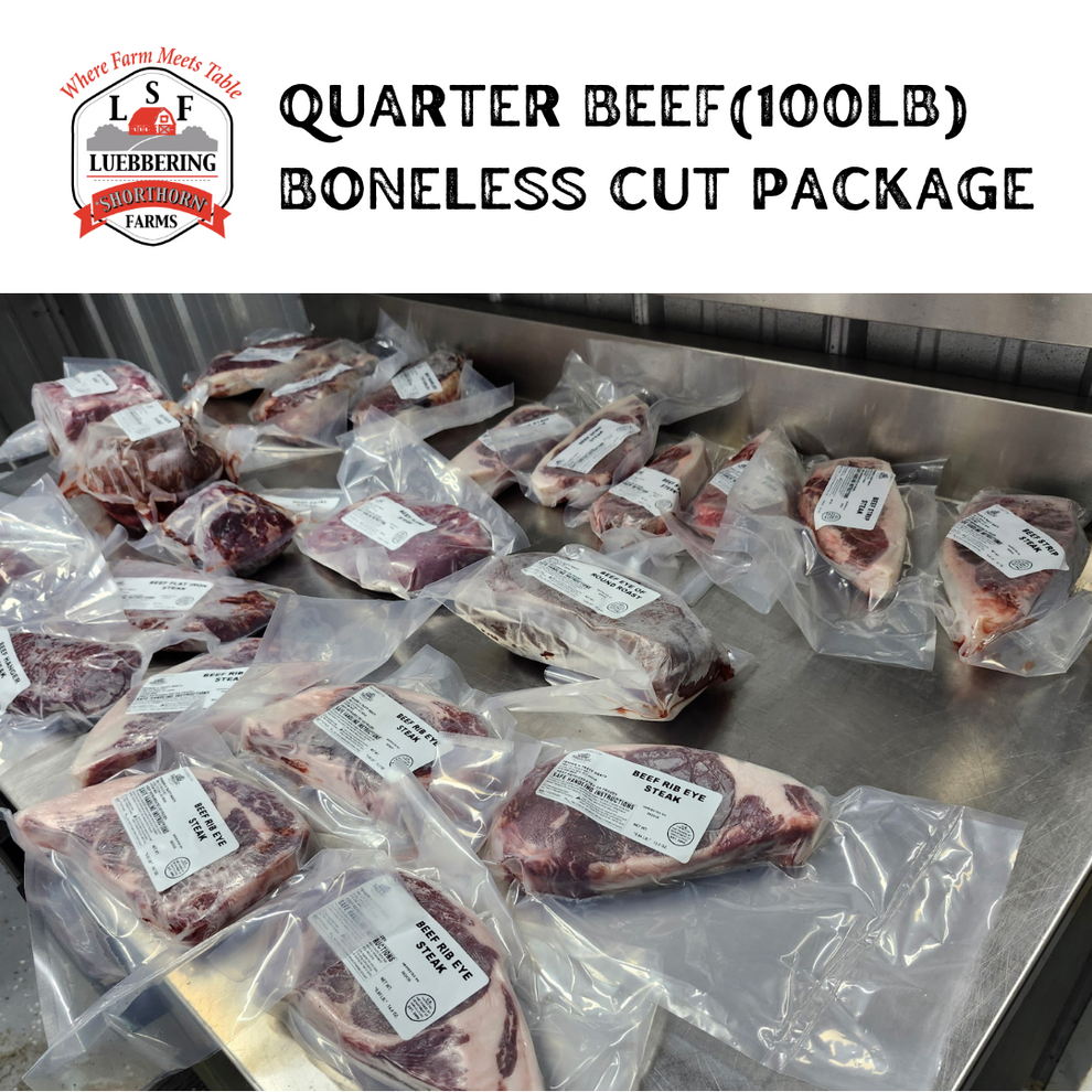 Quarter Beef(100lb) Boneless Cut Package – Luebbering Shorthorn Farms